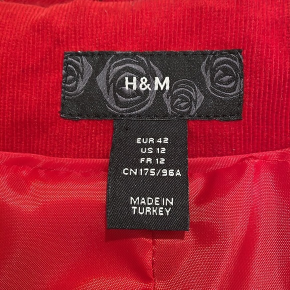 H&M | Jackets & Coats | Hm Red Redorange Corduroy Blazer Size 2 | Poshmark